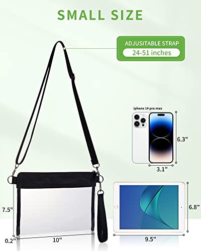 MAY TREE Clear Purse for Concert Stadium Festival Concert Clear Bag Stadium Approved for Women and Men, Black