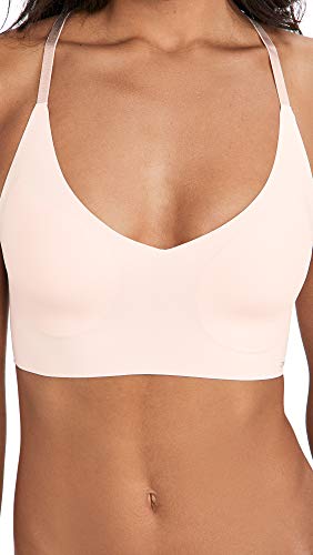 Calvin Klein Invisibles Comfort Lightly Lined Seamless Wireless Triangle Bralette Bra, Nymph's Thigh Lace Racerback, Small