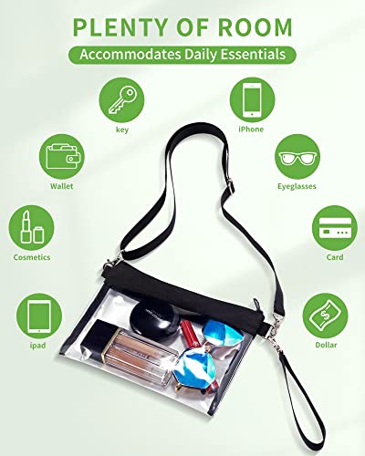 MAY TREE Clear Purse for Concert Stadium Festival Concert Clear Bag Stadium Approved for Women and Men, Black