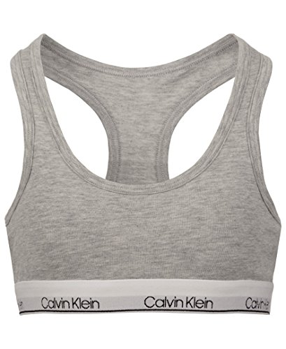 Calvin Klein Girls' Big Modern Cotton Molded Bralette, Heather Grey, Large