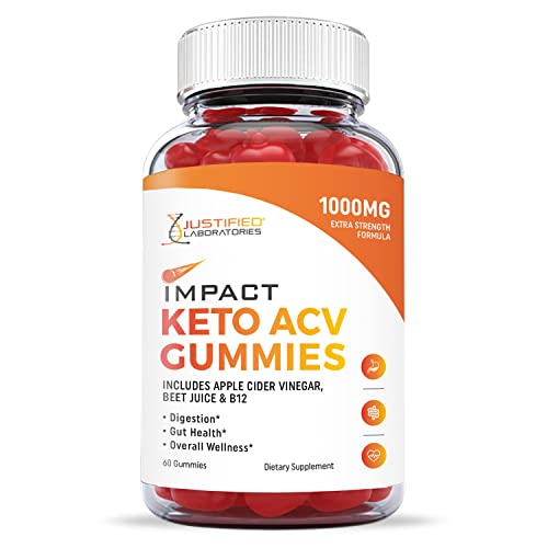 Justified Laboratories (3 Pack) Impact Keto ACV Gummies 1000MG with Pomegranate Juice Beet Root B12 180 Gummys