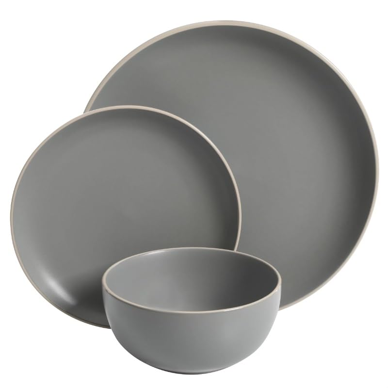 IULJH Matte 12-Piece Dinnerware Set Dinner Set Plates and Dishes Family Cutlery Salad Plates and Bowls