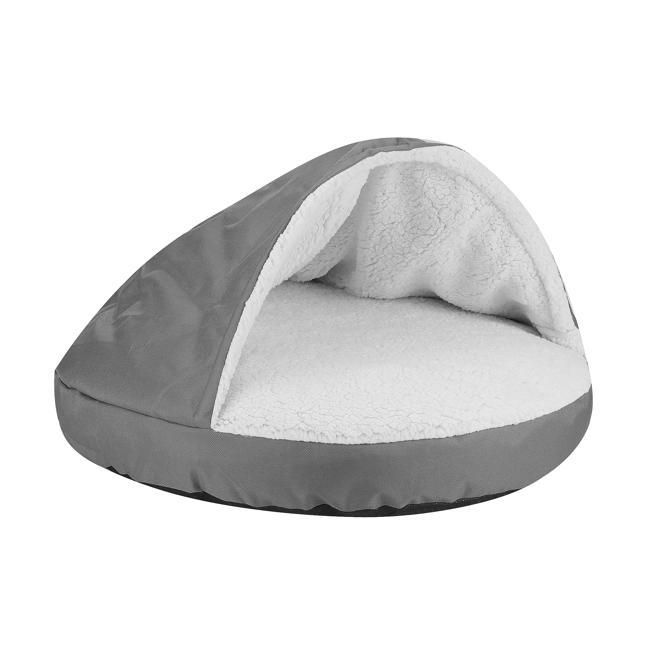 long rich Durable Oxford to Sherpa Pet Cave and Round Pet Bed, 25", with Removable top and Insert, by Happycare Textiles