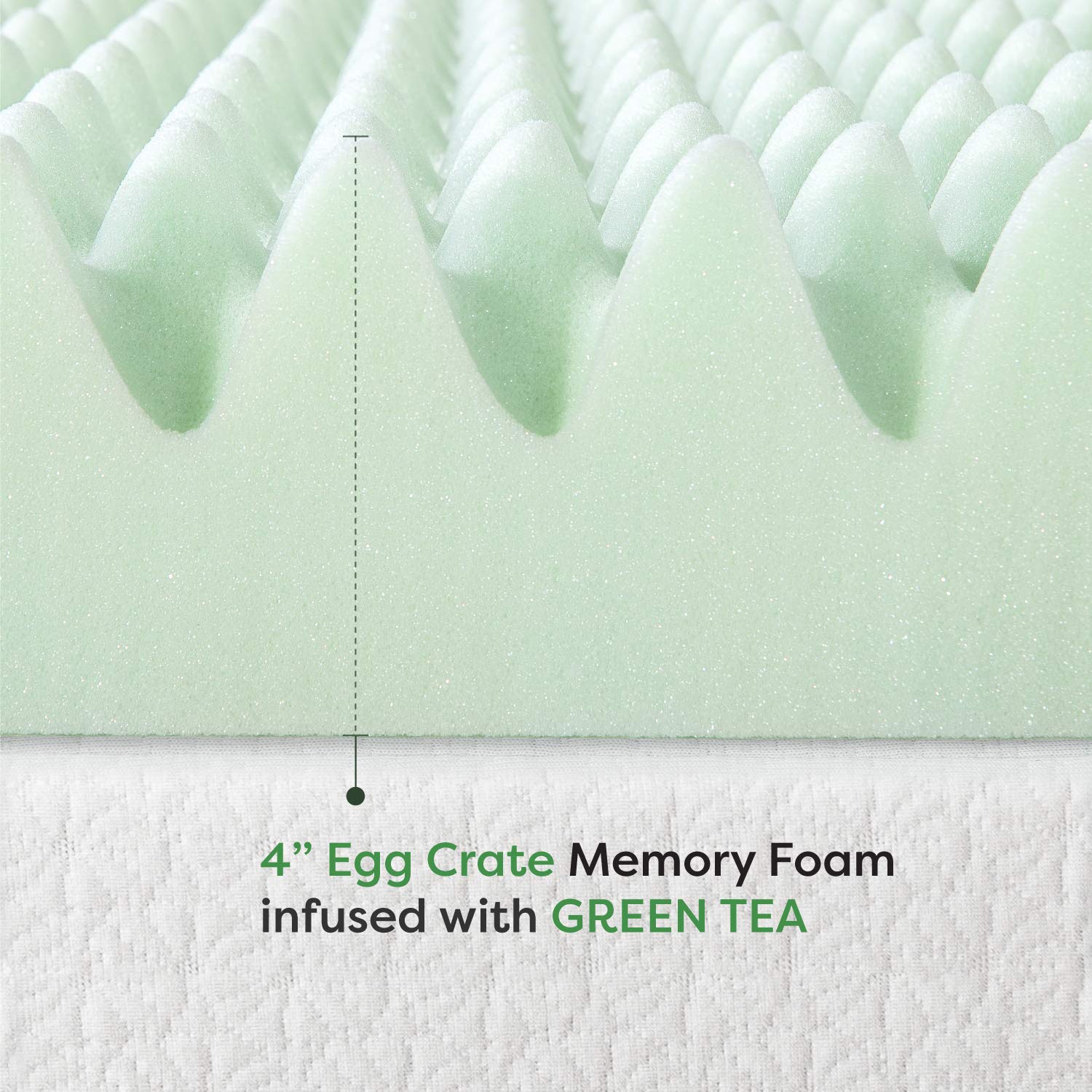 Best Price Mattress 4 Inch Egg Crate Memory Foam Mattress Topper with Calming Green Tea Infusion, CertiPUR-US Certified, Twin XL