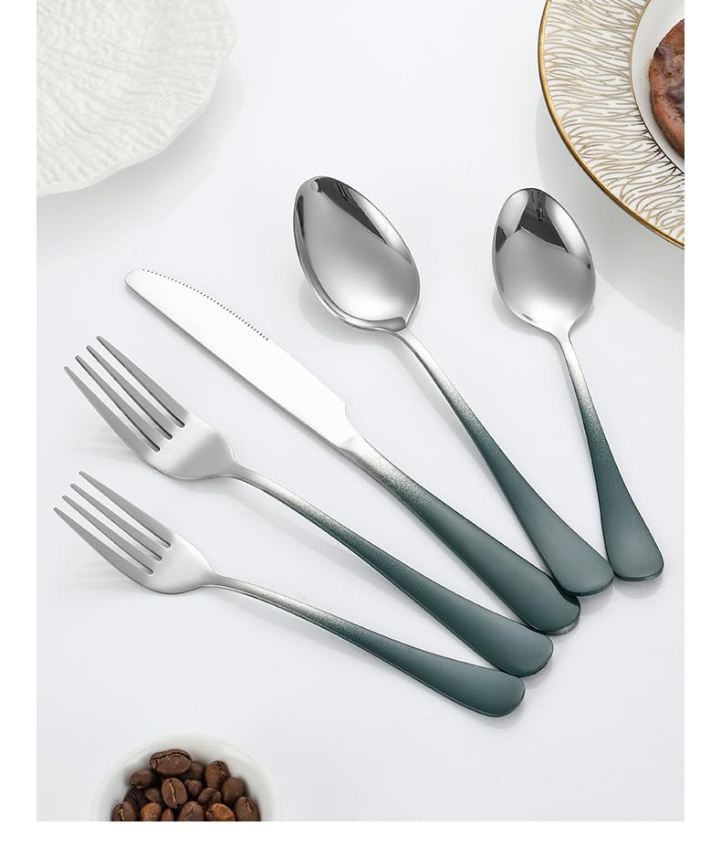 Silverware Set Black Gold Gradual Change Color Handle Flatware Cutlery Tableware Cutlery Set,Food-Grade Stainless Steel,Mirror Finished Utensil Sets for Home Restaurant