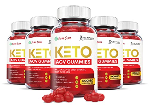 Justified Laboratories Sure Slim Keto ACV Gummies 1000MG with Pomegranate Juice Beet Root B12 300 Gummys