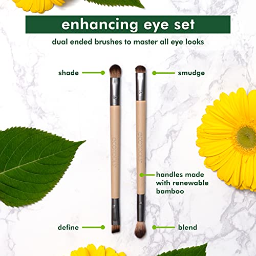 EcoTools Eye Enhancing Duo Makeup Brush Kit, For Enhanced Eye Look, Use to Define, Blend, Smudge, and Shade, 2 Piece Set