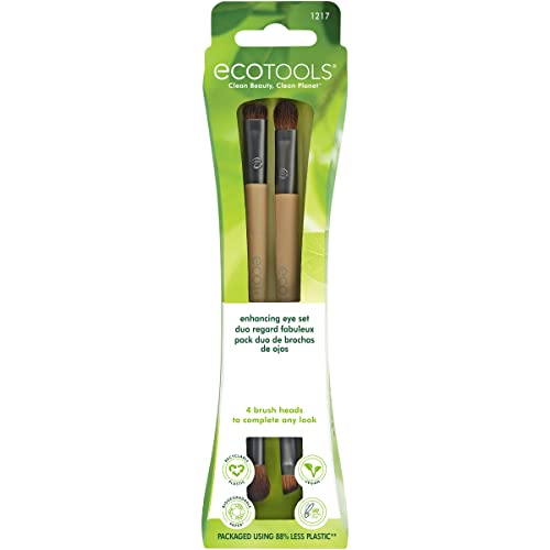 EcoTools Eye Enhancing Duo Makeup Brush Kit, For Enhanced Eye Look, Use to Define, Blend, Smudge, and Shade, 2 Piece Set