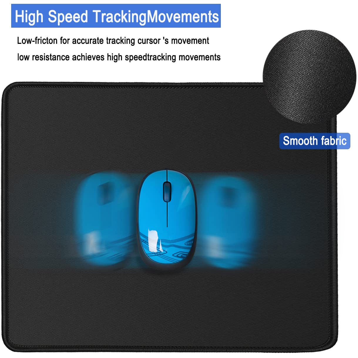 Mouse Pad, Large Gaming Mouse Pad with Double Stitched Edges, 14.9 x 11.7 inches Premium-Textured & Waterproof Mousepad, Nonslip Natural Rubber Base Mouse pad for Laptop,Computer, Office, Home, Black
