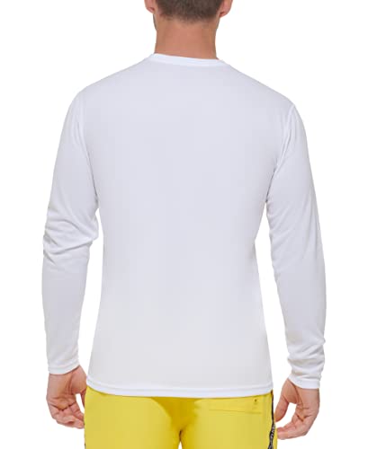 Calvin Klein Men's Standard Light Weight Quick Dry Long Sleeve 40+ UPF Protection, White, Medium