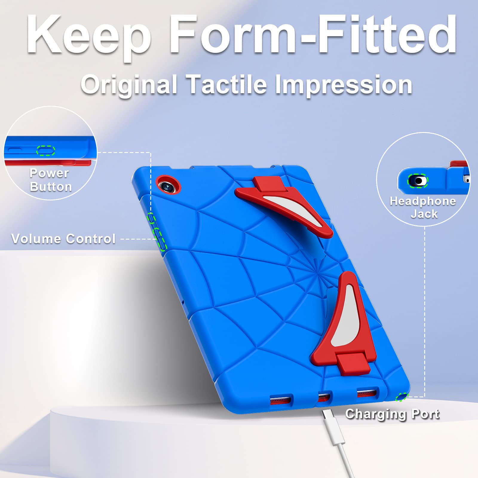 Auizotl Case for Samsung Galaxy Tab A8 10.5 Case for Galaxy Tab A8 Case with Kickstand 3 Layer Rugged Military Grade Shockproof 10.5 inch Cover (SM-X200/X205/X207), Blue Red