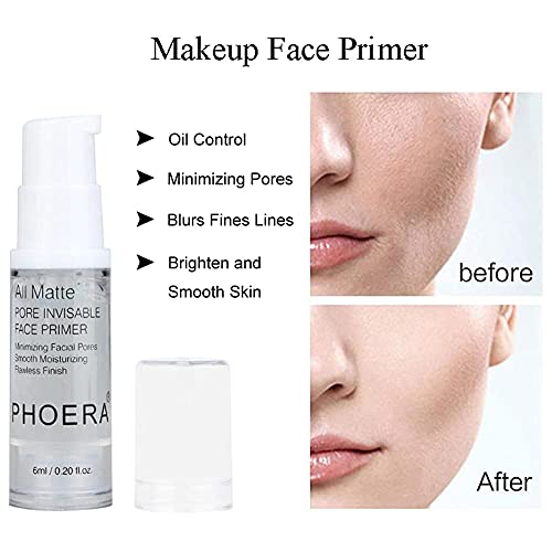 PHOERA Foundation,Full Coverage Foundation,PHOERA Primer,PHOERA Powder,PHOERA Concealer PHOERA Makeup Set, Kabuki Makeup Brushes Foundation Brush Powder Brush,2 Makeup Sponge (104 Buff Beige + 105 Sand)