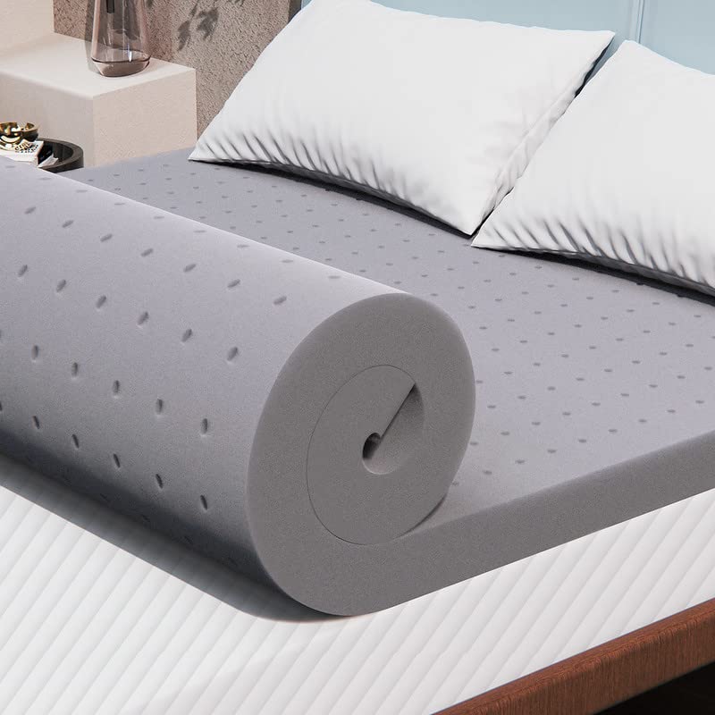 Maxzzz 4 Inch Memory Foam Mattress Topper King Size, Bamboo Bed Mattress Topper, Ventilated Mattress Pad CertiPUR-US Certified Plush