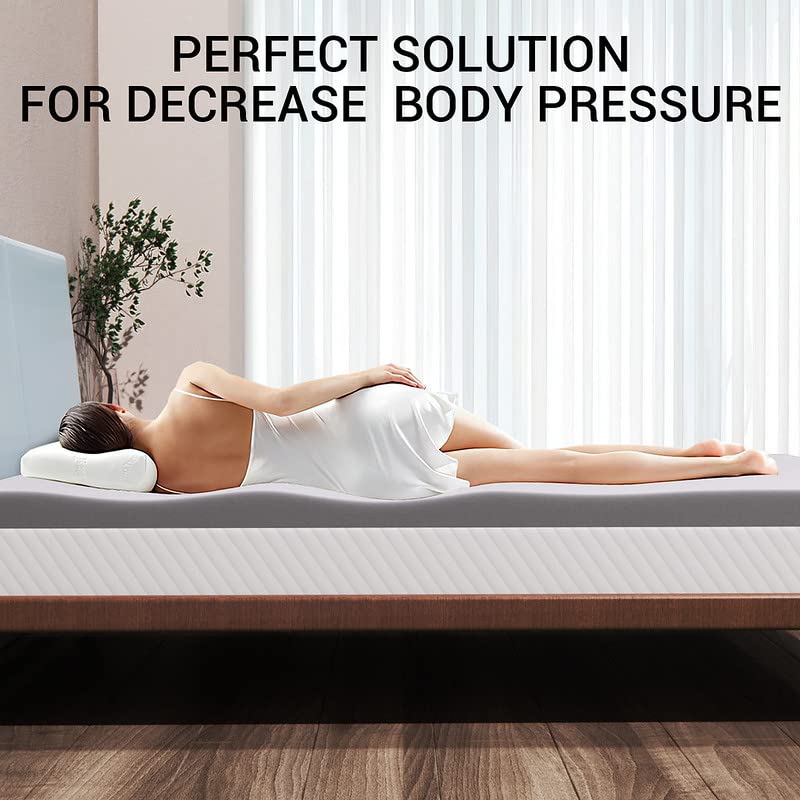 Maxzzz 4 Inch Memory Foam Mattress Topper King Size, Bamboo Bed Mattress Topper, Ventilated Mattress Pad CertiPUR-US Certified Plush