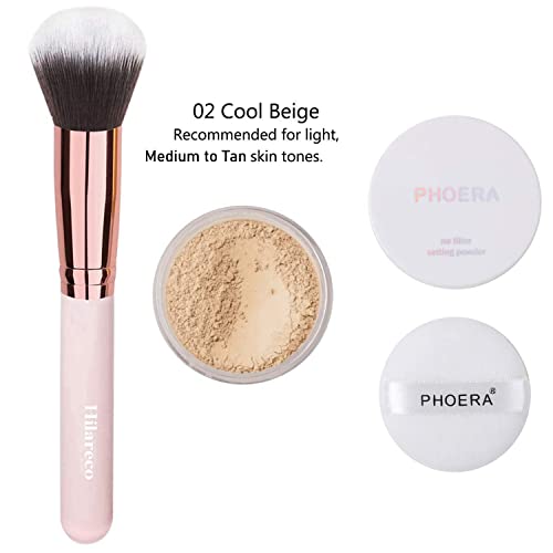 PHOERA Foundation,Full Coverage Foundation,PHOERA Primer,PHOERA Powder,PHOERA Concealer PHOERA Makeup Set, Kabuki Makeup Brushes Foundation Brush Powder Brush,2 Makeup Sponge (104 Buff Beige + 105 Sand)
