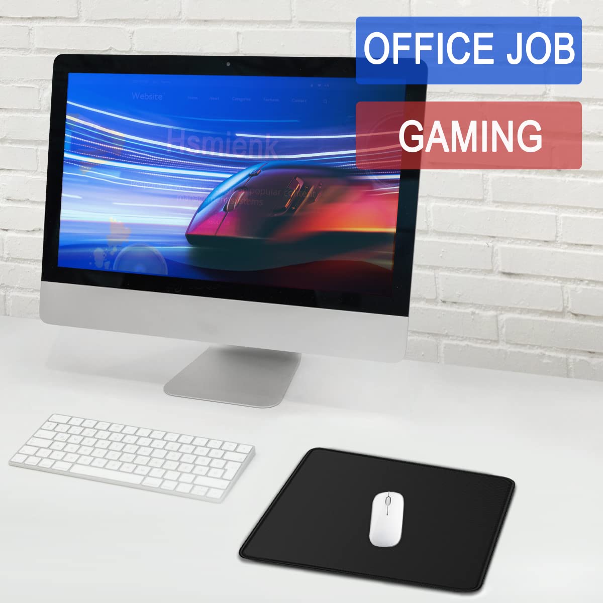 Mouse Pad, Large Gaming Mouse Pad with Double Stitched Edges, 14.9 x 11.7 inches Premium-Textured & Waterproof Mousepad, Nonslip Natural Rubber Base Mouse pad for Laptop,Computer, Office, Home, Black