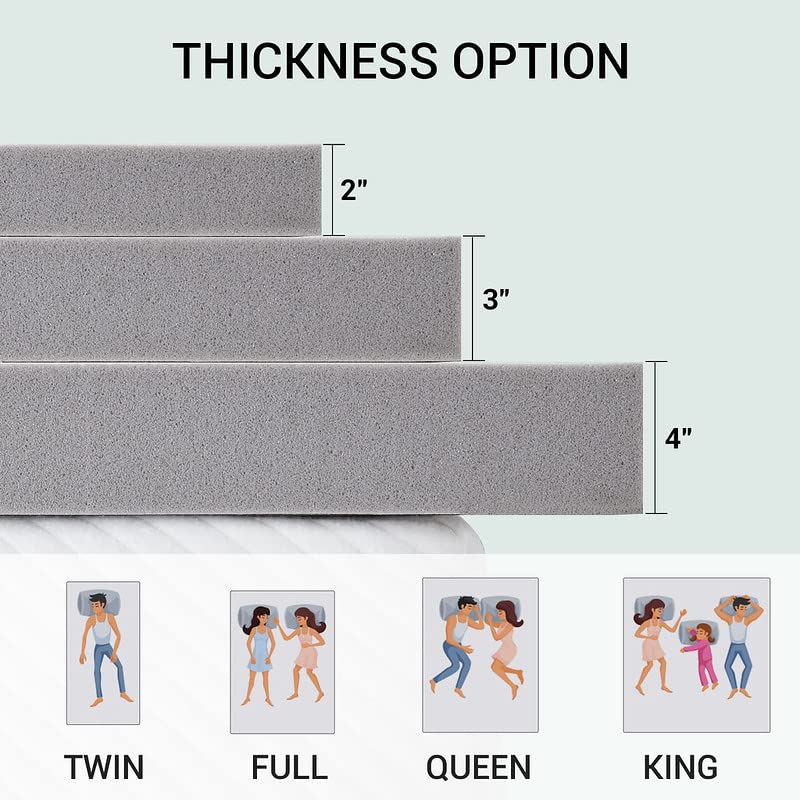 Maxzzz 4 Inch Memory Foam Mattress Topper King Size, Bamboo Bed Mattress Topper, Ventilated Mattress Pad CertiPUR-US Certified Plush