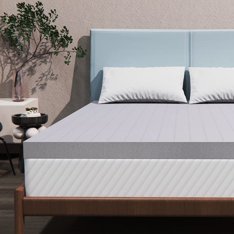 Maxzzz 4 Inch Memory Foam Mattress Topper King Size, Bamboo Bed Mattress Topper, Ventilated Mattress Pad CertiPUR-US Certified Plush