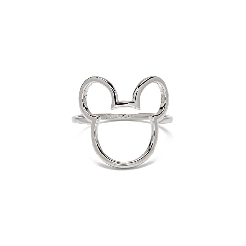 Pura Vida Silver Plated Disney Mickey Mouse Outline Ring - Brass Base, Rhodium Plating - Size 7