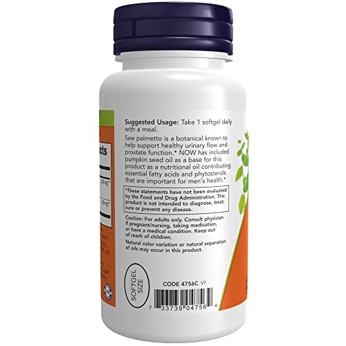 NOW Supplements, Saw Palmetto Extract 320 mg with Pumpkin Seed Oil, Men's Health*, 90 Veg Softgels