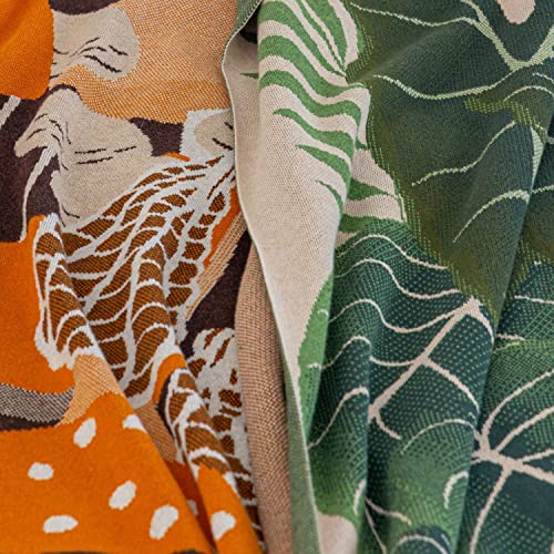 Ultra Soft Warm Lightweight Cotton Blend Knit Mushroom Blanket Mix Mashrooms Botanical Design Flannel Throw for Home Decor Sofa Couch Living Room and Bedroom Plant Lovers Gift