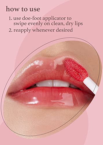 Nooni Korean Lip Oil - Appleberry | Gift, Moisturizing, Revitalizing, and Tinting for Dry Lips with Raspberry Fruit Extract, 0.12 Fl Oz