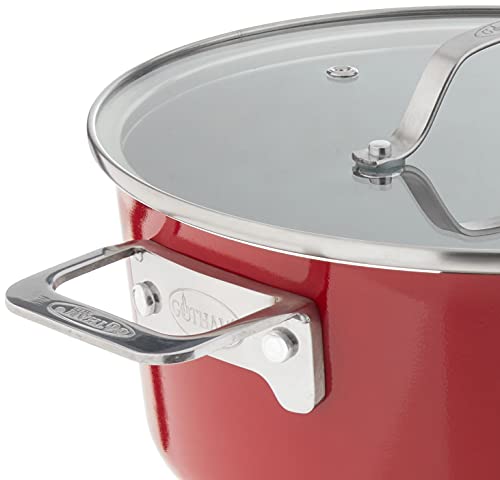 Gotham Steel STACKMASTER Pots Stackable 10 Piece Cookware Set Ultra Nonstick Cast Texture Coating Includes Fry Pans, Red