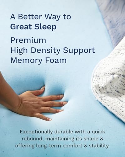 ViscoSoft 4 Inch Memory Foam Mattress Topper Twin XL - Select High Density Extra Long Ventilated Mattress Pad - Removable Bamboo-Rayon Cover