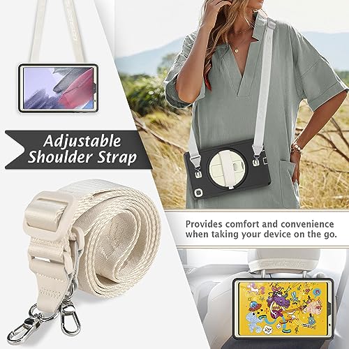 Tablet PC Case Hard Rugged Protective Cover Compatible with Samsung Galaxy Tab A7 Lite 8.7 inch T220/T225 (2021) Tablet - Multi-layered Protective Case with Screen Protector, 360° Rotatable Stand/Hand