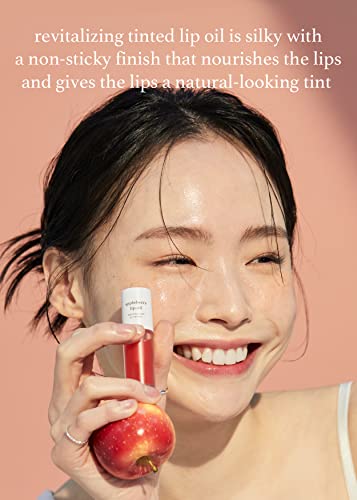 Nooni Korean Lip Oil - Appleberry | Gift, Moisturizing, Revitalizing, and Tinting for Dry Lips with Raspberry Fruit Extract, 0.12 Fl Oz