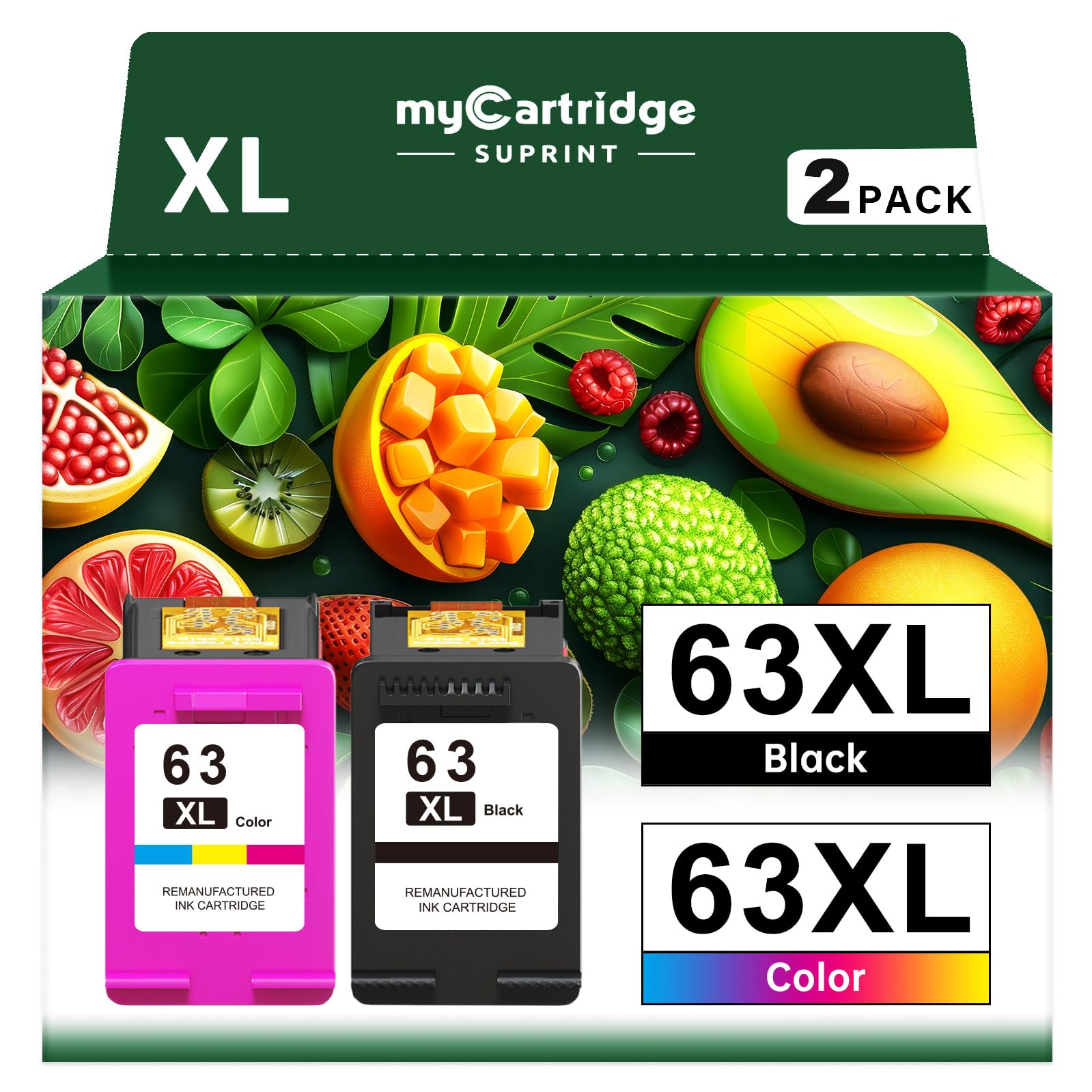 63XL Ink Cartridges Black Color Combo Pack Remanufactured Ink Cartridge Replacement for HP 63 XL for OfficeJet 4650 3830 5258 5255 4652 Envy 4520 4512 Printer 63XL HP63 HP63XL