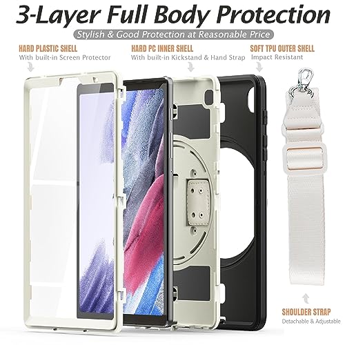 Tablet PC Case Hard Rugged Protective Cover Compatible with Samsung Galaxy Tab A7 Lite 8.7 inch T220/T225 (2021) Tablet - Multi-layered Protective Case with Screen Protector, 360° Rotatable Stand/Hand
