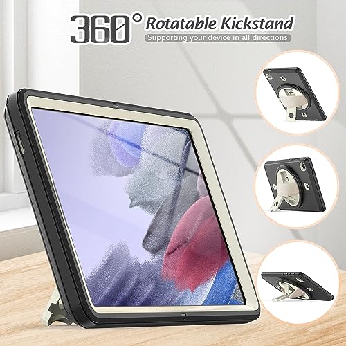 Tablet PC Case Hard Rugged Protective Cover Compatible with Samsung Galaxy Tab A7 Lite 8.7 inch T220/T225 (2021) Tablet - Multi-layered Protective Case with Screen Protector, 360° Rotatable Stand/Hand