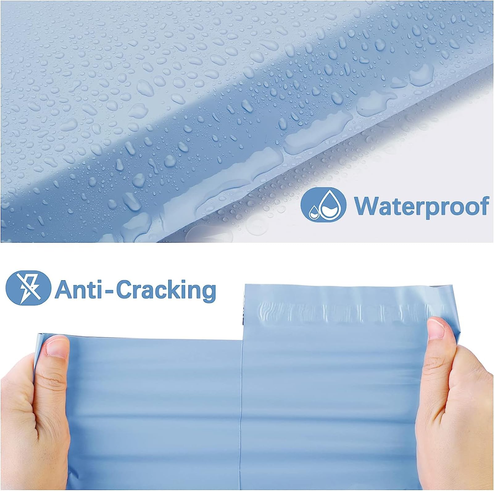 Metronic Poly Mailers 12x15.5 100 Pack Large Shipping Bags,Strong Adhesive Mailing Bags, Waterproof and Tear-Proof Multipurpose Envelopes for Clothing, Small Business,Boutique, Postal Bags Sky Blue