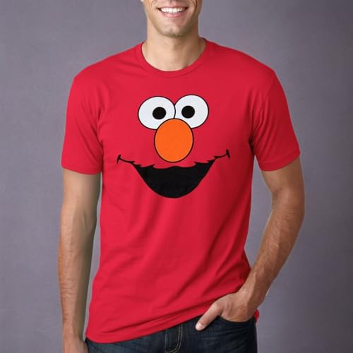 Elmo Face Adult T-Shirt (X-Large) Red