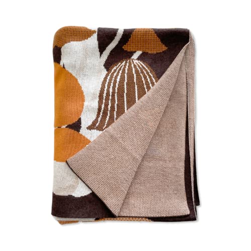 Ultra Soft Warm Lightweight Cotton Blend Knit Mushroom Blanket Mix Mashrooms Botanical Design Flannel Throw for Home Decor Sofa Couch Living Room and Bedroom Plant Lovers Gift