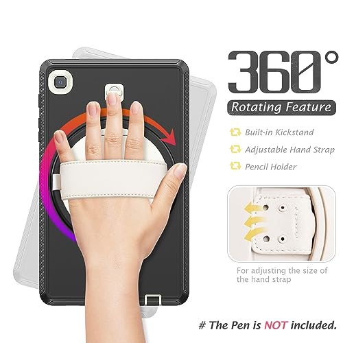 Tablet PC Case Hard Rugged Protective Cover Compatible with Samsung Galaxy Tab A7 Lite 8.7 inch T220/T225 (2021) Tablet - Multi-layered Protective Case with Screen Protector, 360° Rotatable Stand/Hand