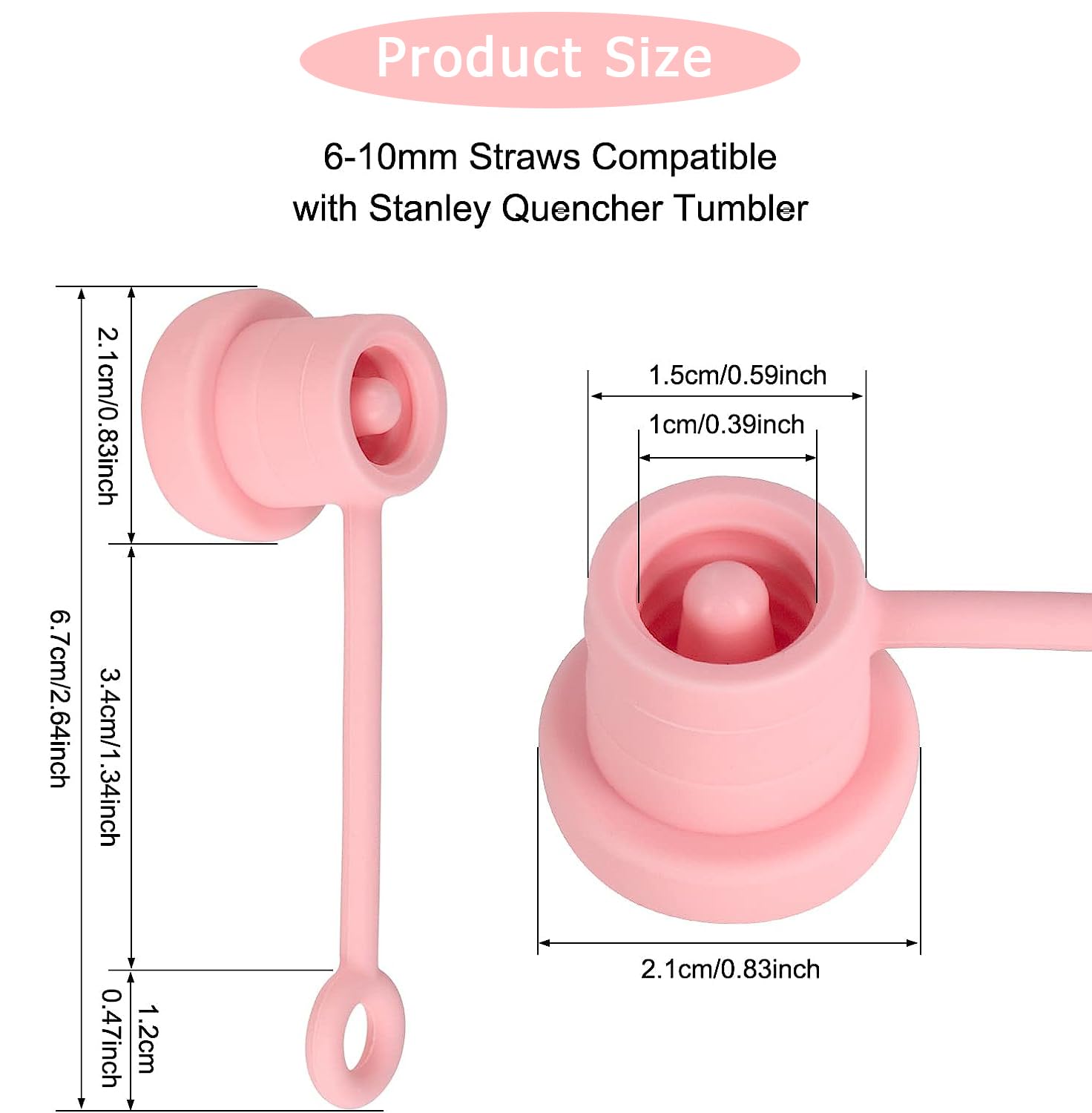 6 Pack Silicone Straw Cover Compatible with Stanley H2.0/1.0 Tumbler Cups All OZ, Reusable Drinking Straw Topper, Dust-Proof Straw Covers Cap for 6-10m/0.23-0.4inch Straws (2 Clear+2 white +2 pink)
