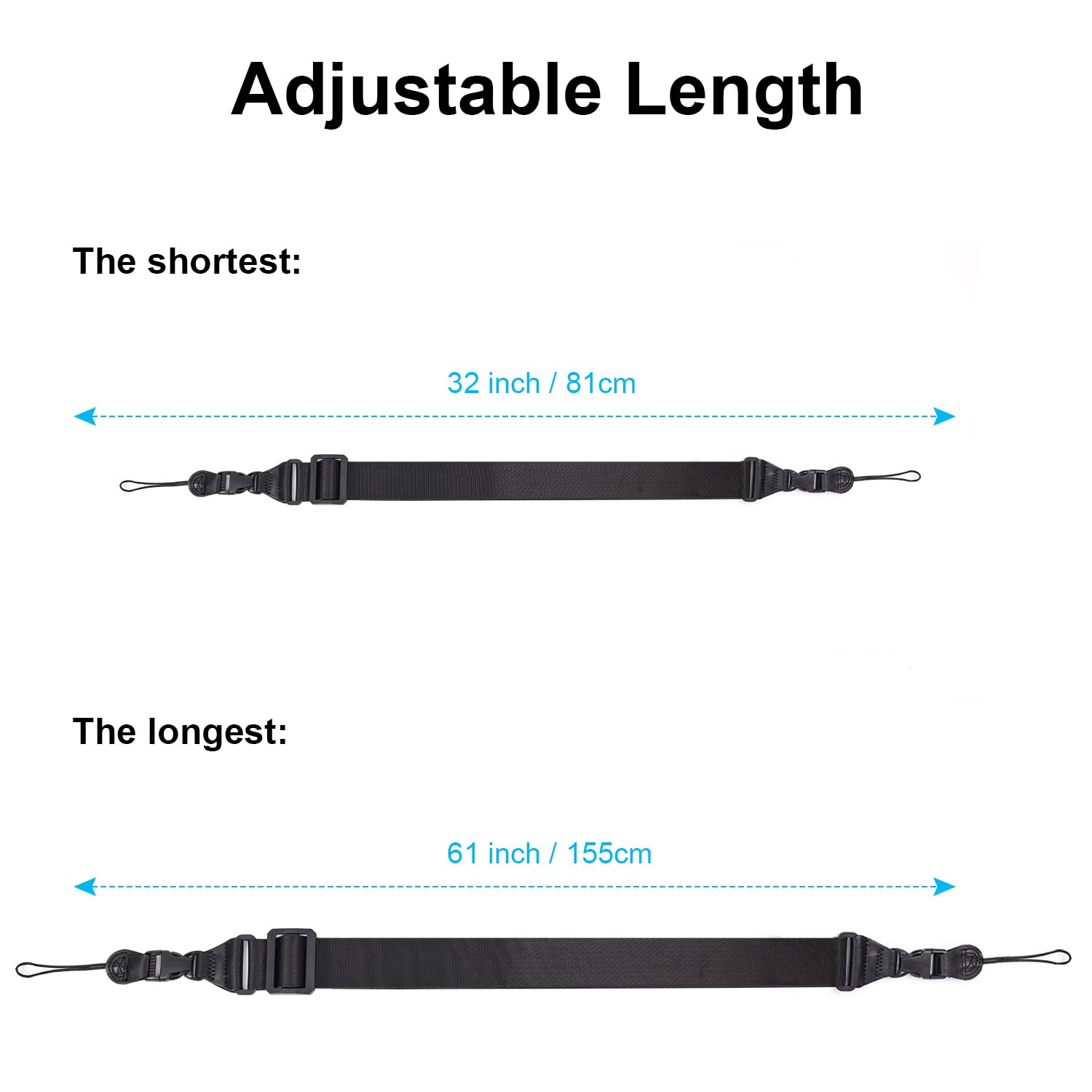 GROLEOA [2 Pack] Replacement Shoulder Strap Universal Adjustable Shoulder Strap for Laptop iPad Tablet Phone Case Messenger Camera Luggage Duffel Bag, Nylon Neck Strap 32"-61", Black
