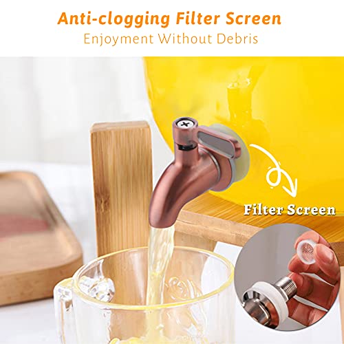 AZOS 2 Pack Beverage Dispenser Replacement Spigot with Anti-clogging Net, Stainless Steel Spigot for Drink Dispenser, Water Dispenser Faucet Rose Gold