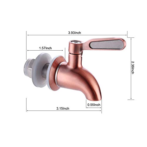 AZOS 2 Pack Beverage Dispenser Replacement Spigot with Anti-clogging Net, Stainless Steel Spigot for Drink Dispenser, Water Dispenser Faucet Rose Gold
