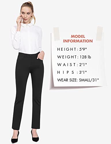 BALEAF Womens Black Dress Pants Yoga Work Pants Pull On Slacks Petite Business Casual Office Trouser Pockets 31" 2XLT