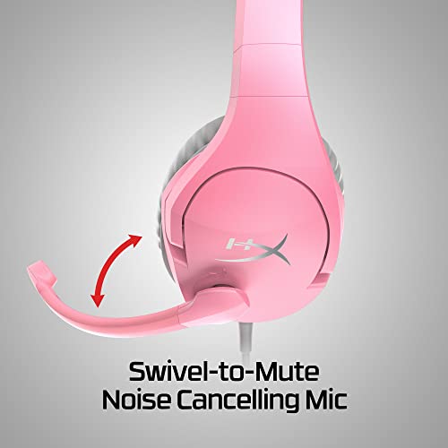 HyperX Cloud Stinger β Gaming Headset, Memory Foam, Soft Leatherette, Durable Steel Sliders, Swivel-to-mute Noise-Cancelling Microphone, Works on PC, PS4, PS5, Xbox and Mobile β Pink