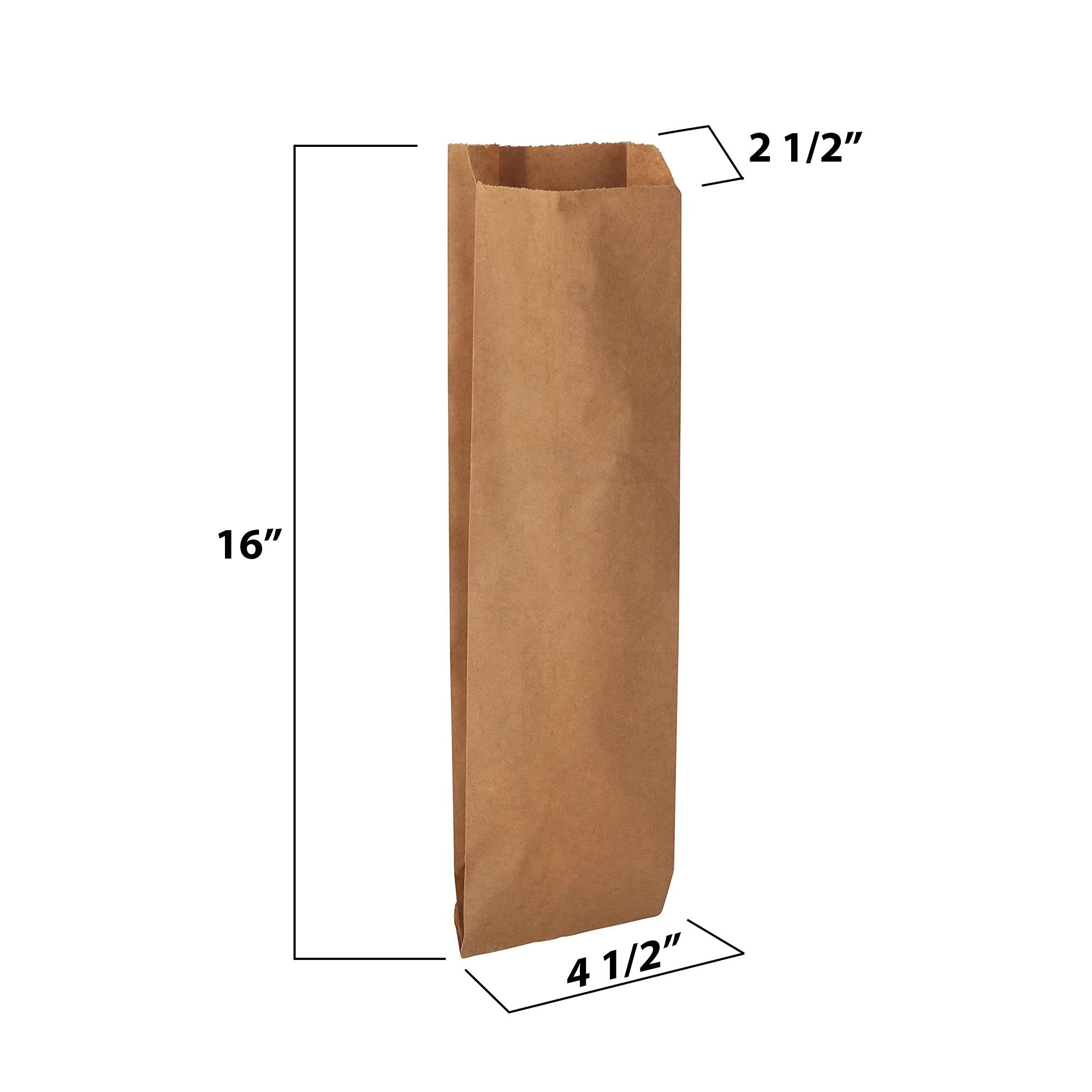 Quart Size Kraft Paper Bags Great Used as a Wine Bag or For Freshly Baked Goods 4 1/2"W x 2 1/2"G x 16"H By MT Products (100 Pieces)