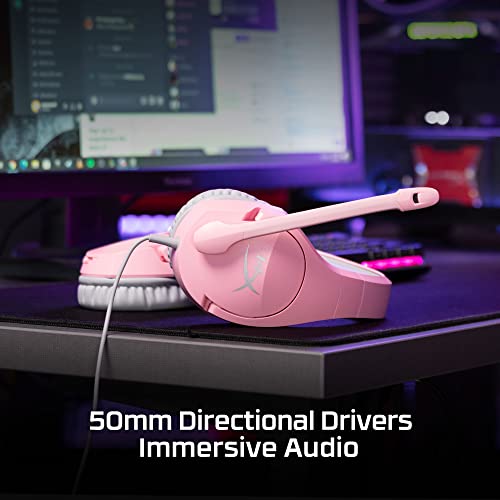 HyperX Cloud Stinger β Gaming Headset, Memory Foam, Soft Leatherette, Durable Steel Sliders, Swivel-to-mute Noise-Cancelling Microphone, Works on PC, PS4, PS5, Xbox and Mobile β Pink