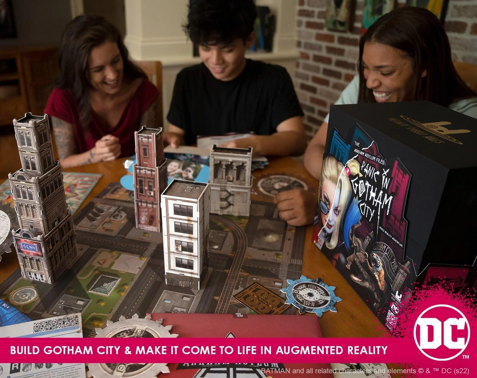 Infinite Rabbit Holes Arkham Asylum Files: Panic in Gotham City Augmented Reality Board Game - Escape Room-esque Batman Mystery with Harley Quinn and The Joker, Family Night - iOS 15+ | Android 13