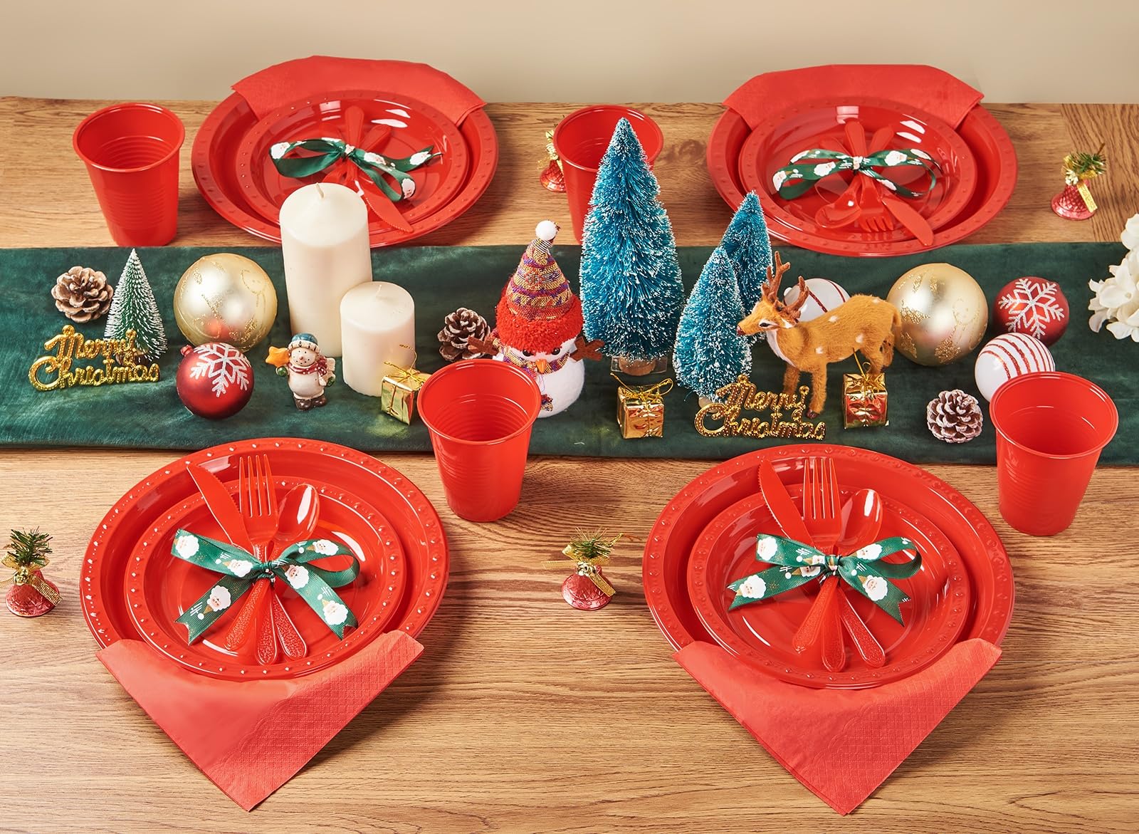 175-Piece Red Dinnerware Set - Includes Plates, Cups, Napkins, Cutlery - Disposable Party Supplies