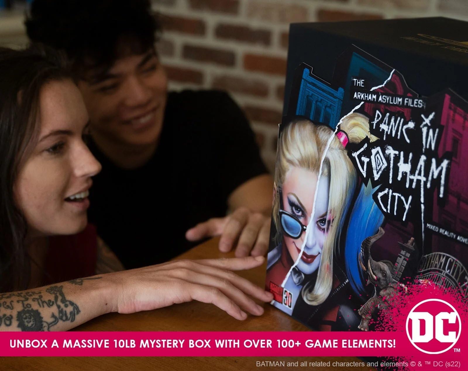 Infinite Rabbit Holes Arkham Asylum Files: Panic in Gotham City Augmented Reality Board Game - Escape Room-esque Batman Mystery with Harley Quinn and The Joker, Family Night - iOS 15+ | Android 13