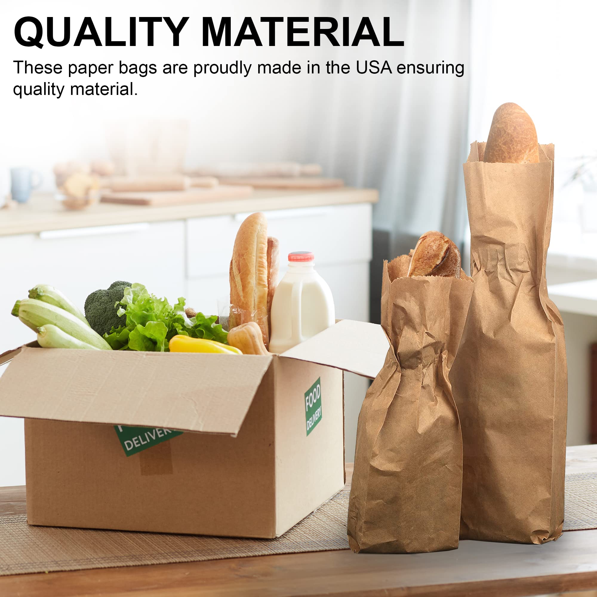 Quart Size Kraft Paper Bags Great Used as a Wine Bag or For Freshly Baked Goods 4 1/2"W x 2 1/2"G x 16"H By MT Products (100 Pieces)