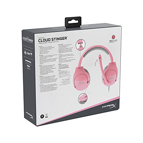 HyperX Cloud Stinger β Gaming Headset, Memory Foam, Soft Leatherette, Durable Steel Sliders, Swivel-to-mute Noise-Cancelling Microphone, Works on PC, PS4, PS5, Xbox and Mobile β Pink
